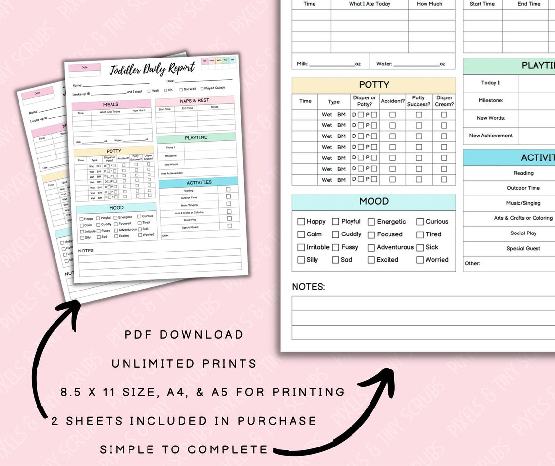 Printable Toddler Daily Log: Daycare & Nanny Report (PDF) - Etsy