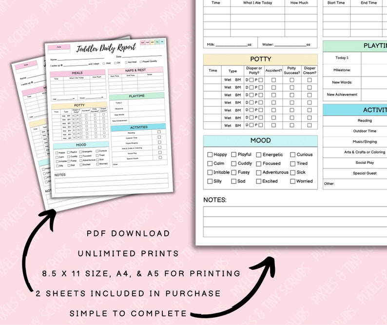 Printable Toddler Daily Log: Daycare & Nanny Report (PDF) - Etsy