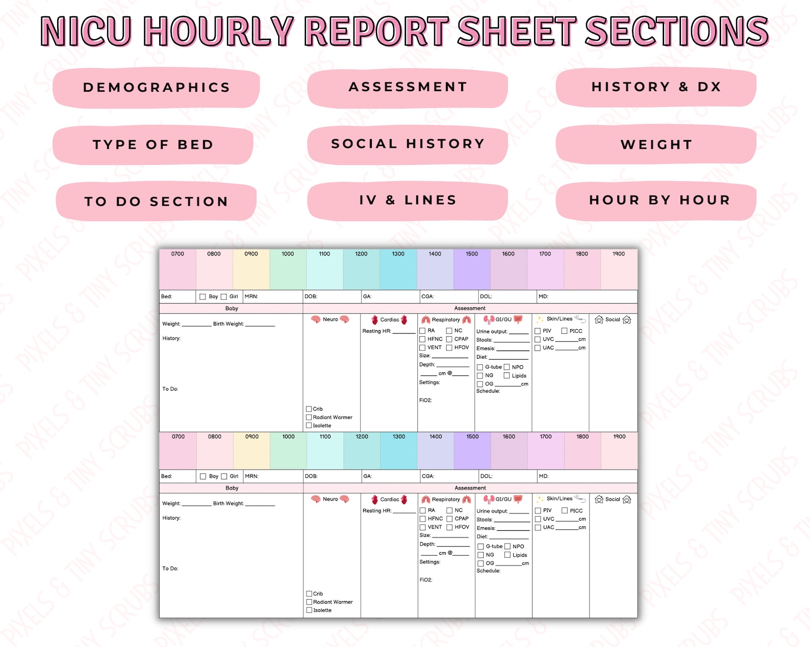 Editable NICU Nurse Report Sheet: Day & Night Shift (word, PDF, Canva ...