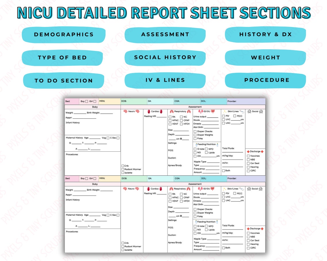 NICU Nurse Report Sheet: Neonatal Handoff, Editable & Printable (canva ...