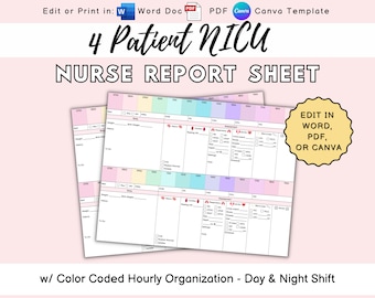 NICU Report Sheet, Baby Nurse Brain, Neonatal Nursing, Microsoft Word ...