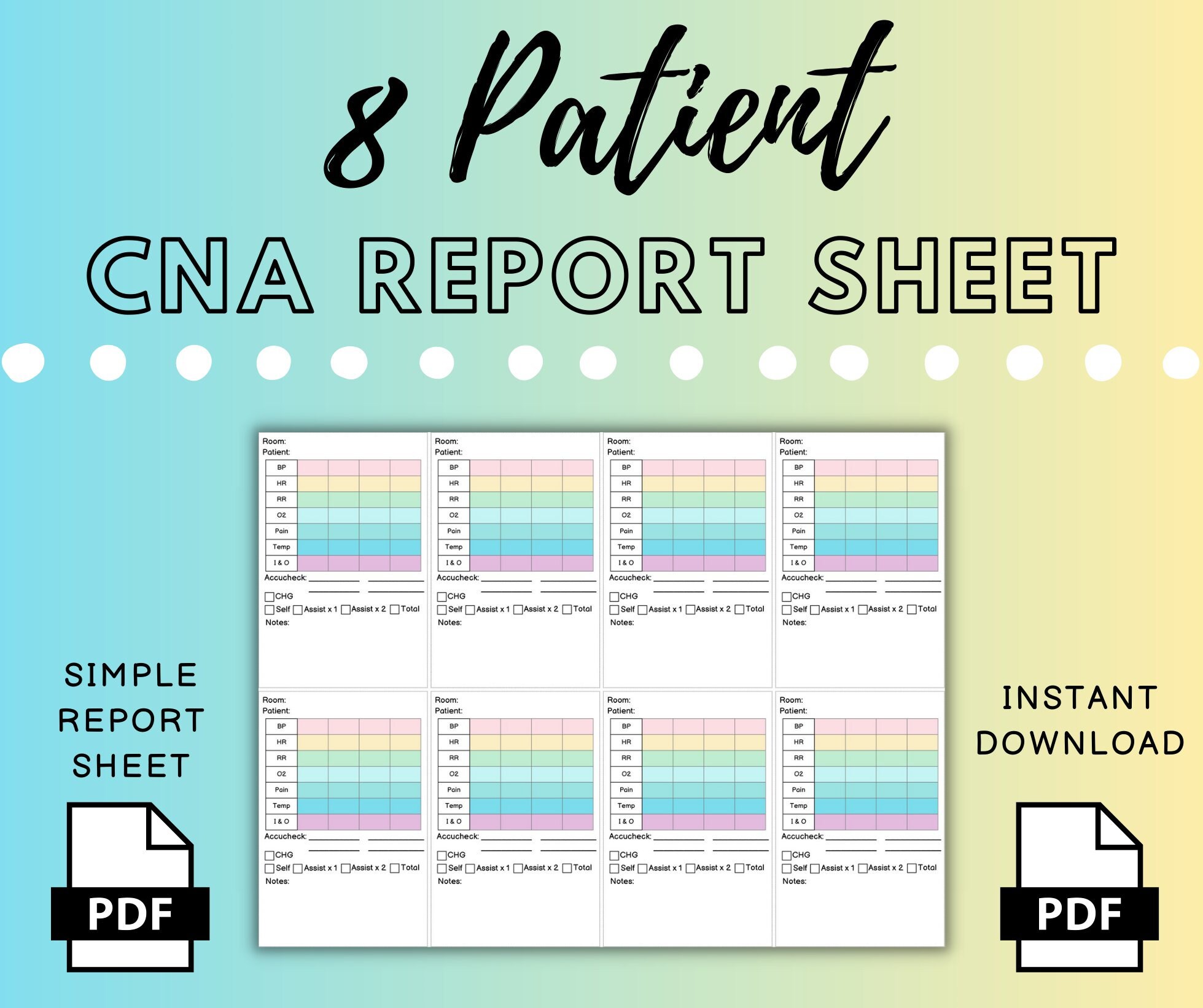 PCT Report Sheet, Patient Care Tech/nurse Assistant Report Sheet, CNA ...