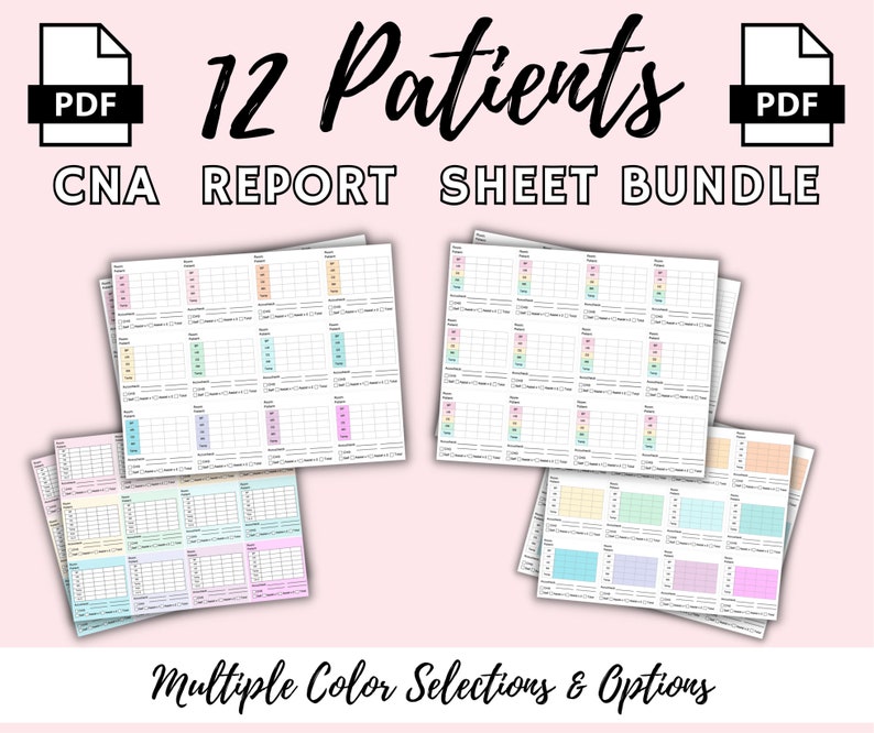 CNA Report Sheet Bundle, Nursing Assistant Sheet, PCT Report Sheet, CNA ...