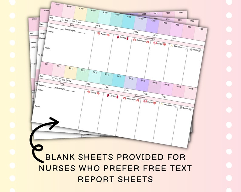 Editable NICU Nurse Report Sheet: Day & Night Shift (word, PDF, Canva ...