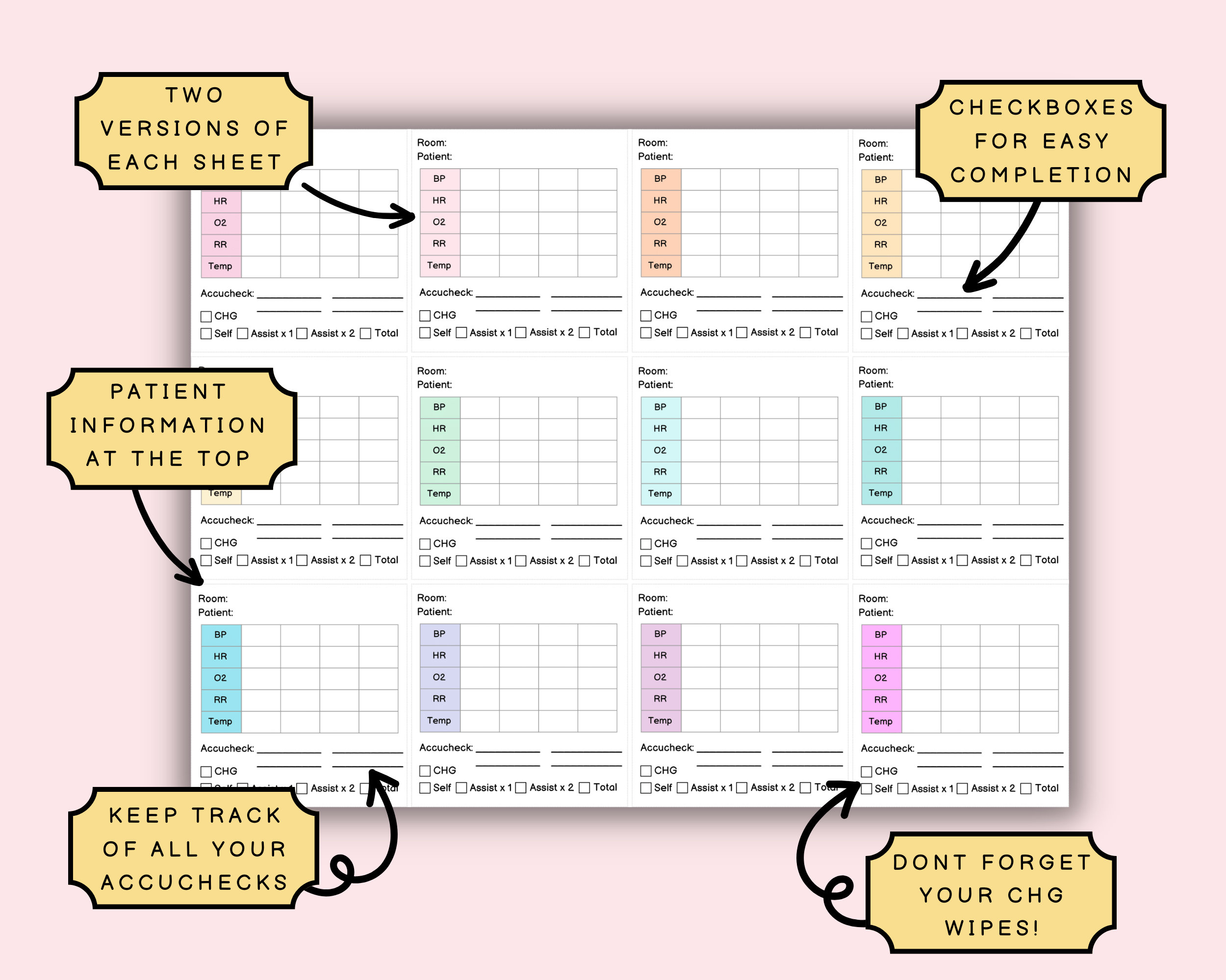 CNA Report Sheet Bundle: 12 Patient Tracker, Vital Signs Log (PDF) - Etsy