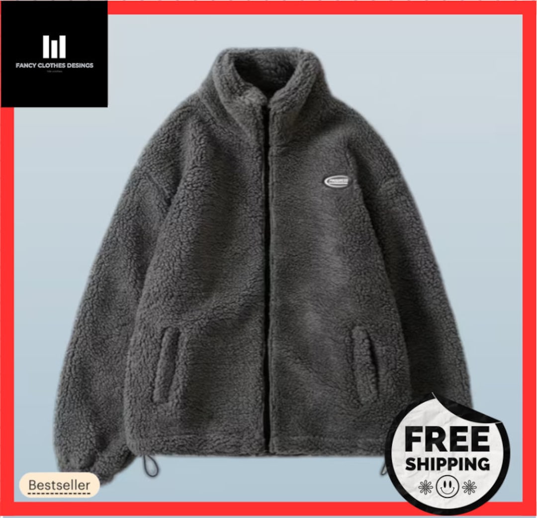 Fleece Fluffy Winter Jacket Streetwear Fuzzy Zipper Harajuku Coat ...