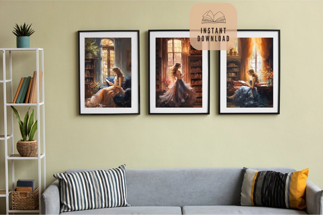 Bookshelf Decor Set of 3 Printable Arts | Home Library Decor | Bookish ...