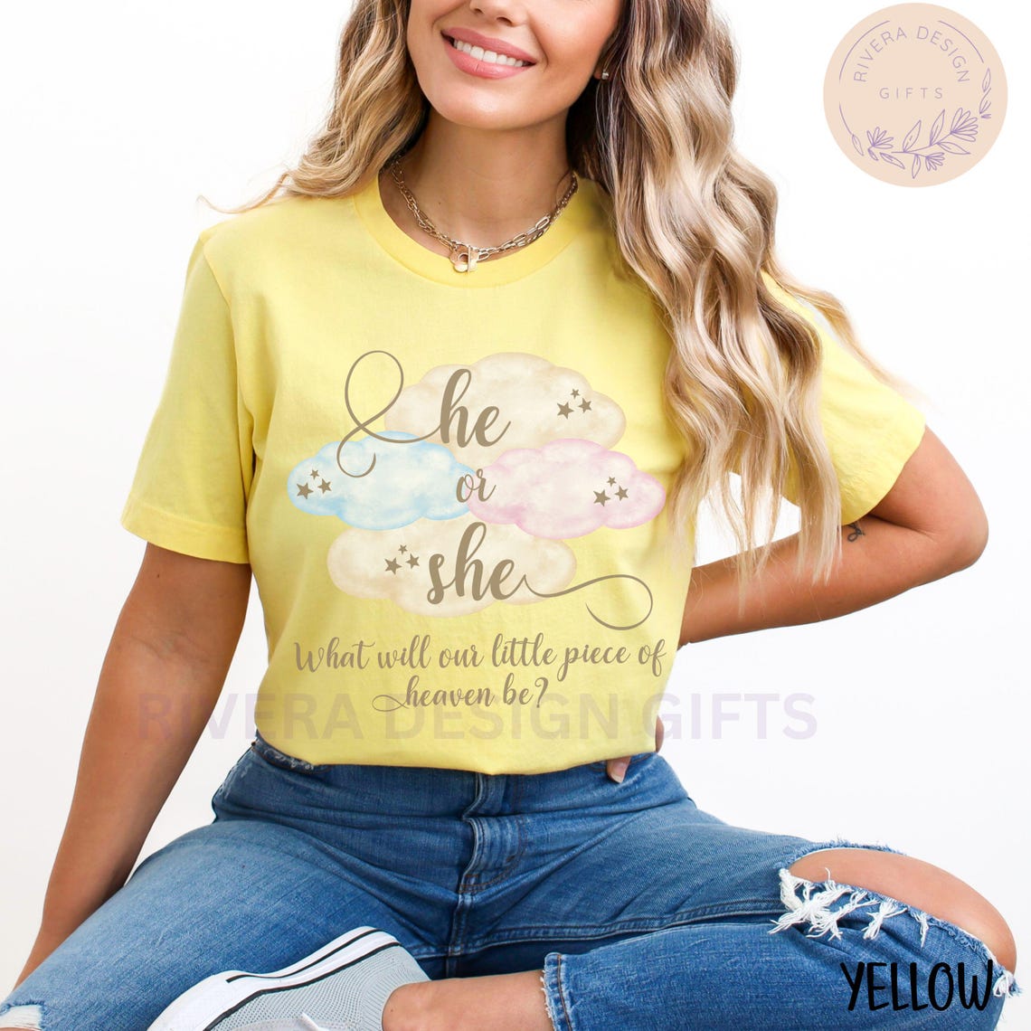 Gender Reveal a Little Piece of Heaven Shirt, Gender Reveal He or She T ...