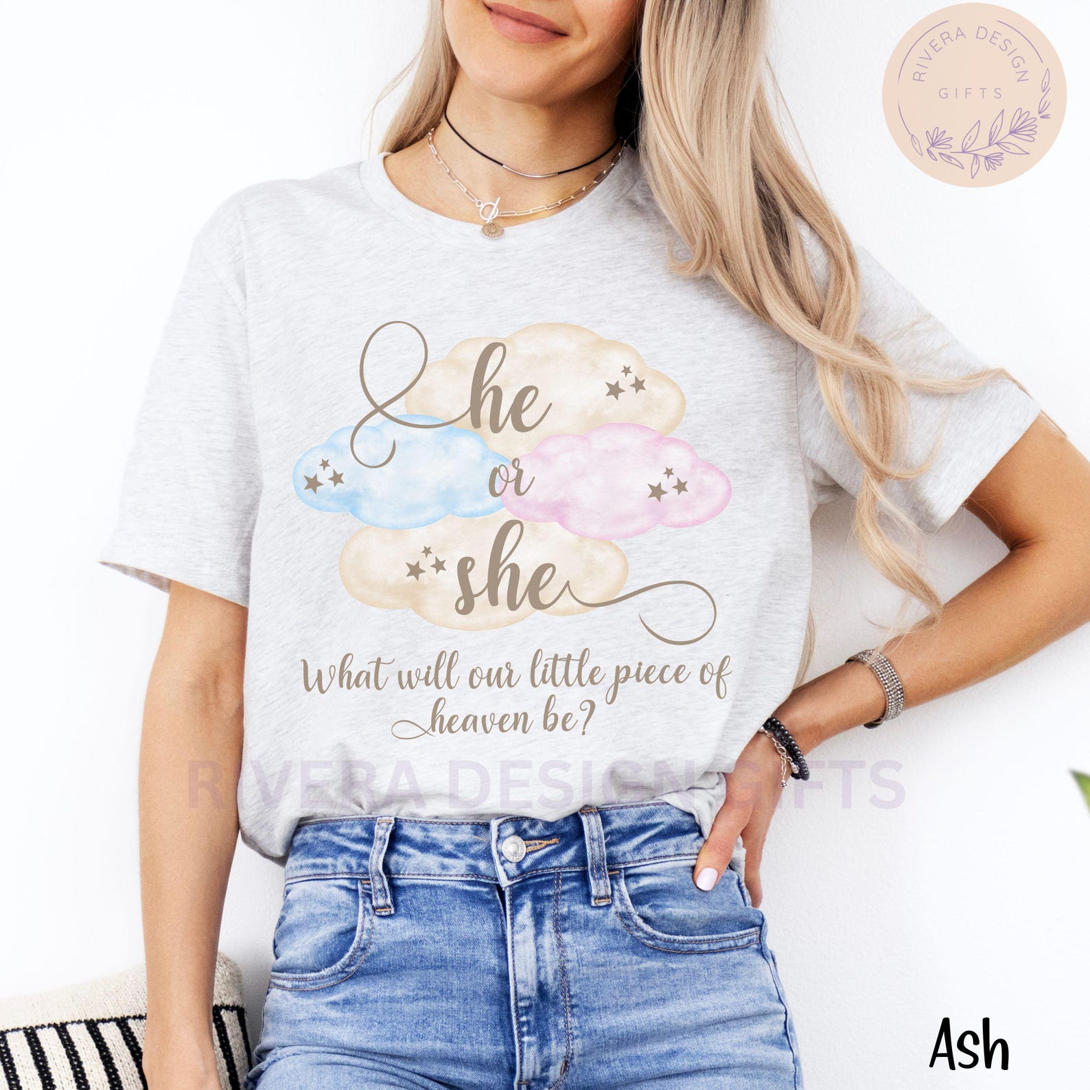 Gender Reveal a Little Piece of Heaven Shirt, Gender Reveal He or She T ...