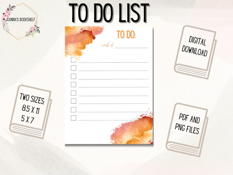 Orange Watercolor Printable To-do List - Etsy