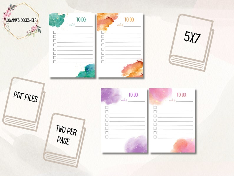 Watercolor Printable To-do List BUNDLE - Etsy