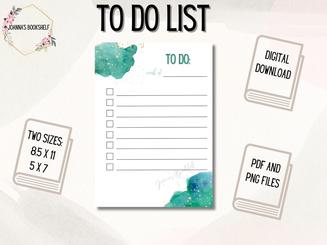 Blue Watercolor Printable To-do List - Etsy
