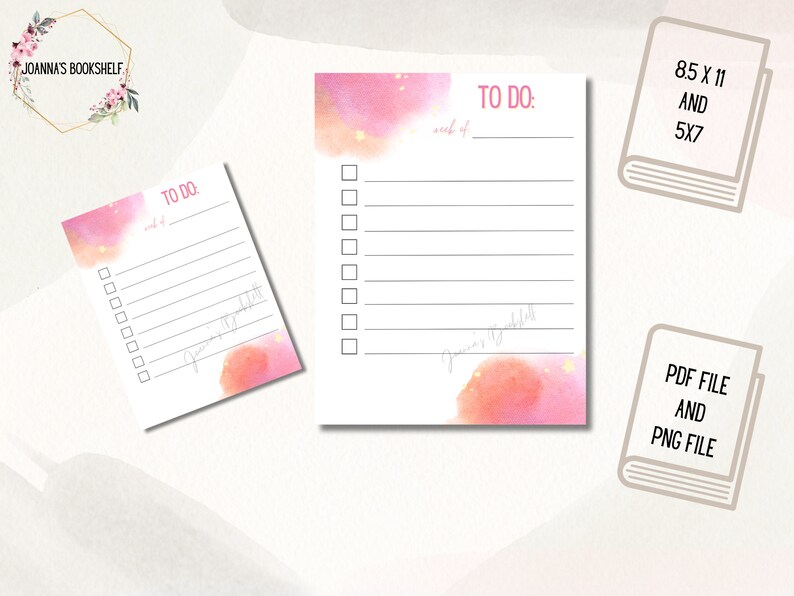 Pink Watercolor Printable To-do List - Etsy