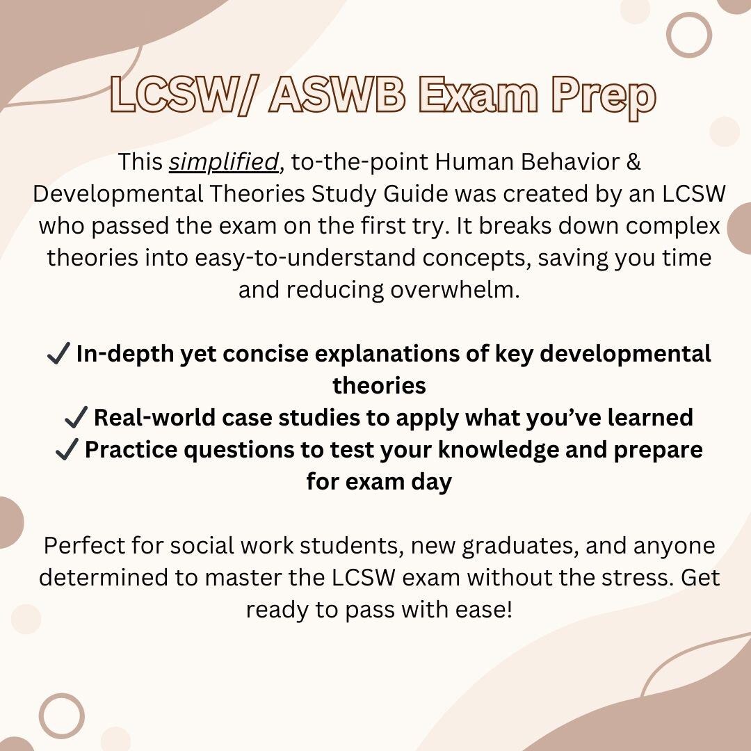 Human Behavior & Theories Study Guide: LCSW/ ASWB Exam Prep - Etsy