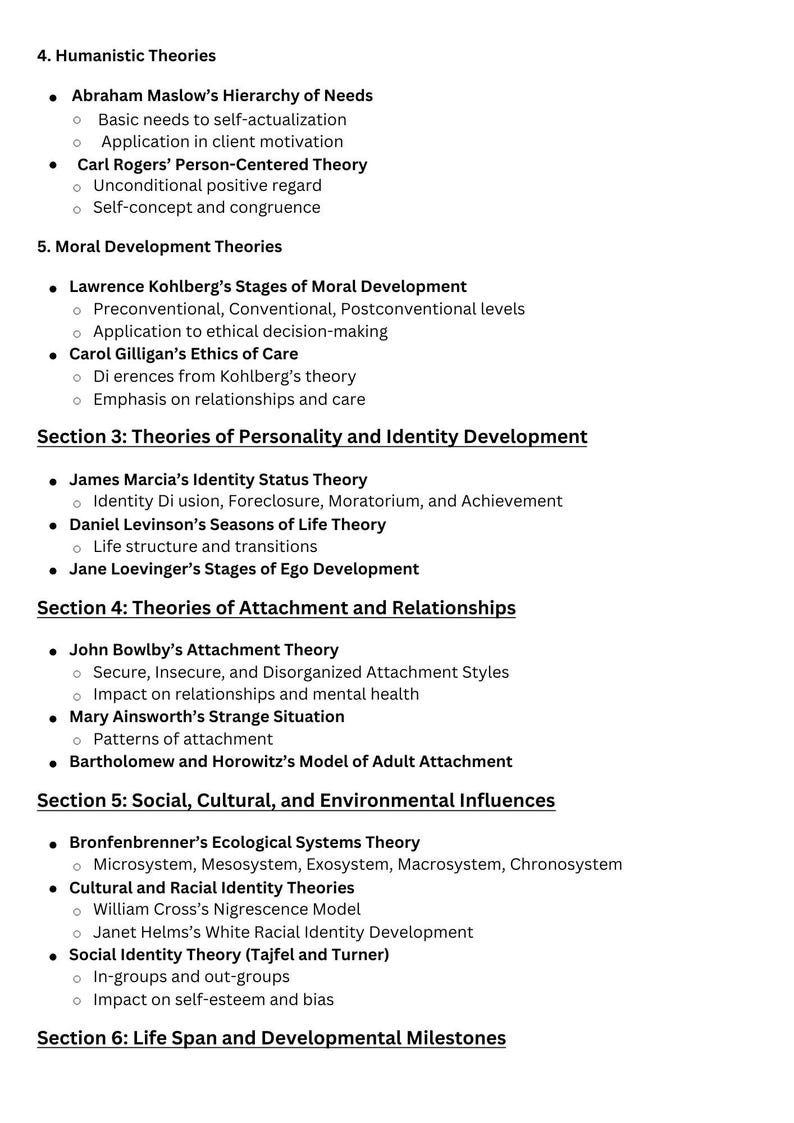 Human Behavior & Theories Study Guide: LCSW/ ASWB Exam Prep - Etsy
