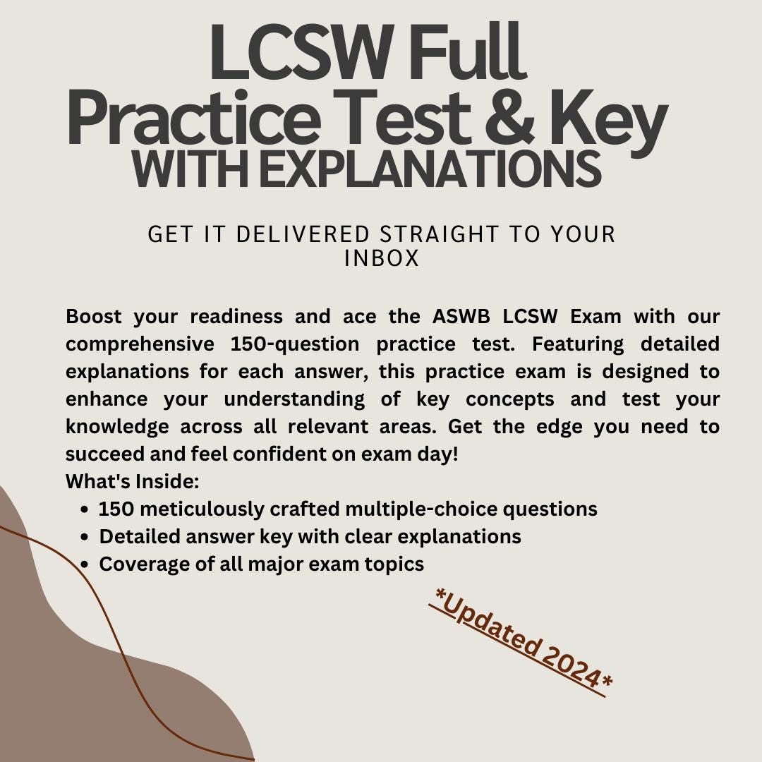 Complete LCSW Practice Test- Answer Key With Explanations Included! - Etsy