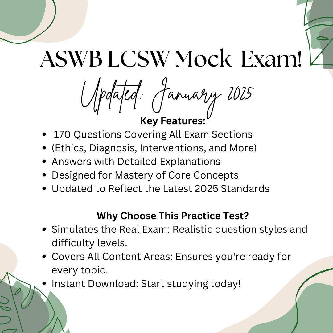 Jan 2025- Complete LCSW Practice Test- Answer Key With Explanations ...