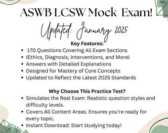 Complete LCSW Practice Test- Answer Key With Explanations Included! - Etsy