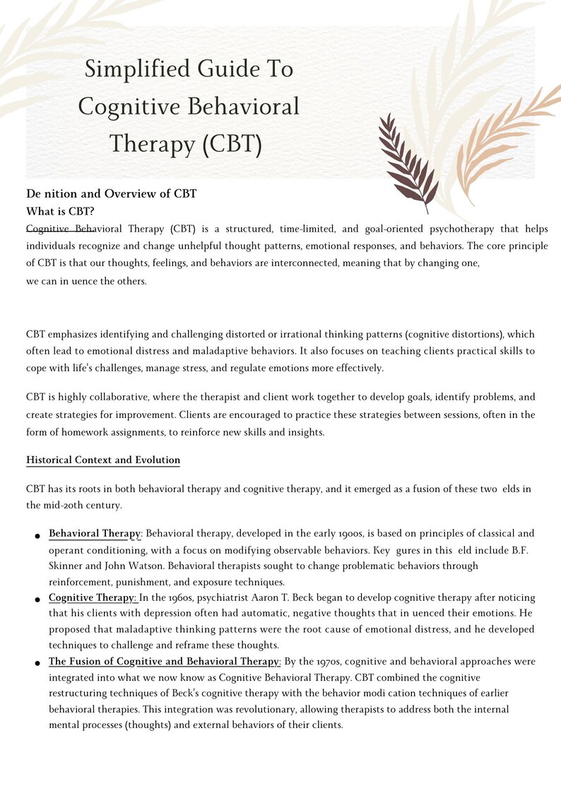 Cbt Made Simple A 24 Page Guide Etsy