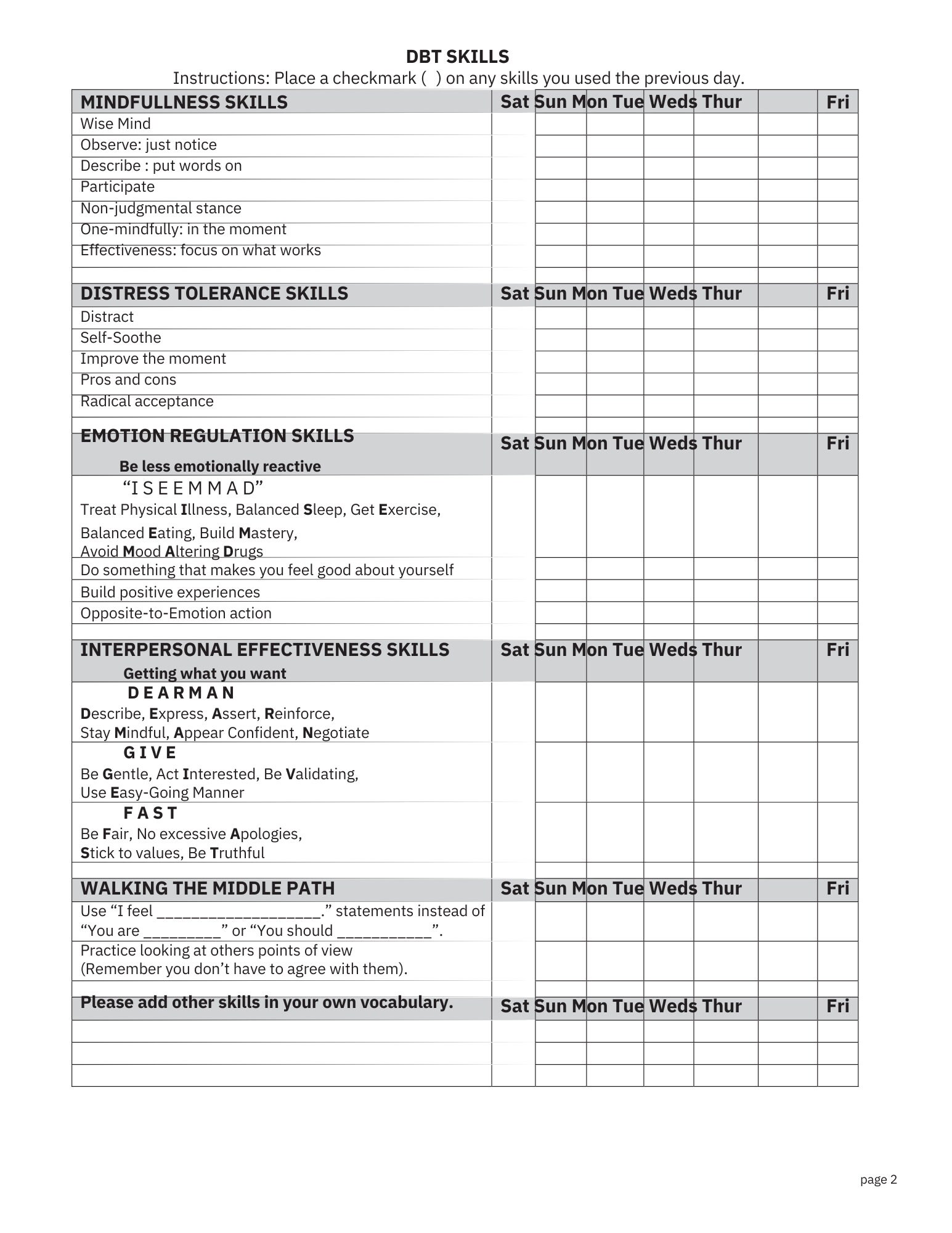 Simplified DBT Skills Guide. Perfect for Therapist Use in Session or ...