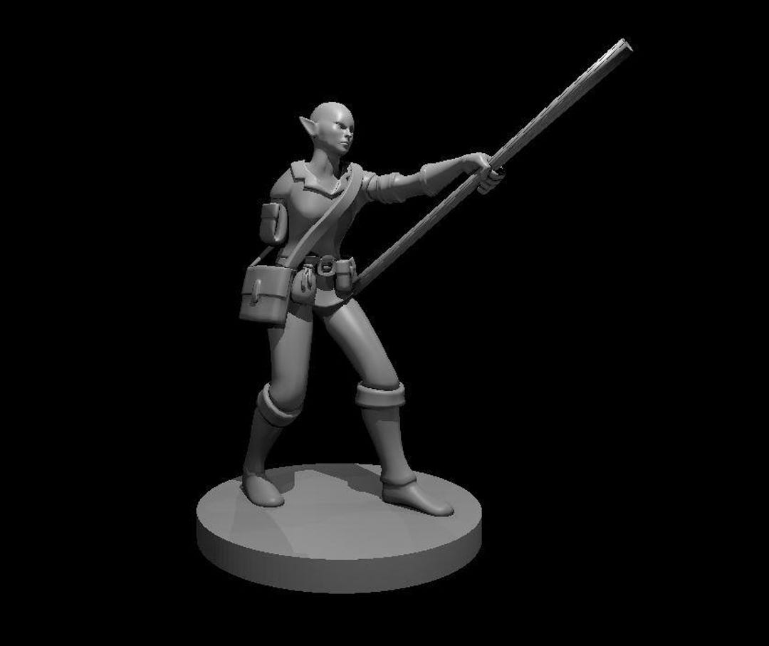 Dnd Mini Figurine Elf Female Wizard Bald One Arm: 3D Printed Resin ...
