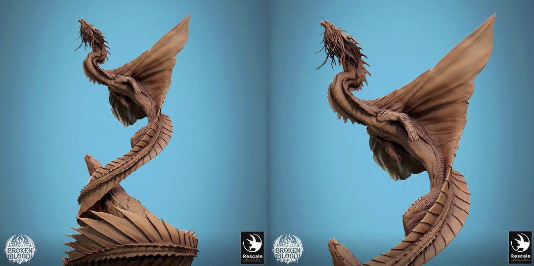 Dnd Minifig Broken Blood Gold Dragon Mini Figurine Resin 3D Printed - Etsy