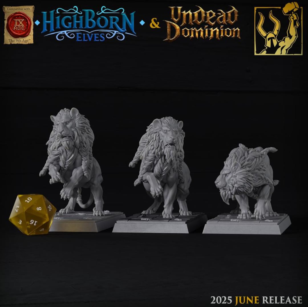 Resin Lion Mini Figurine: Dnd Titan Forge Highborne Elves and Undead ...