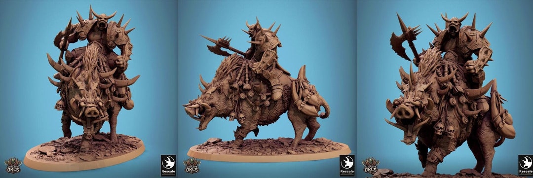 Dnd Minifig Boar Mounted Dungeons and Dragons Mini Figurine Resin 3D ...