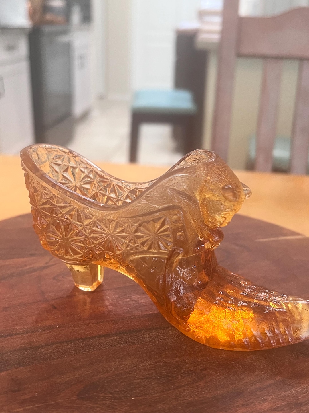 Fenton Amber Glass Cat Shoe - Etsy