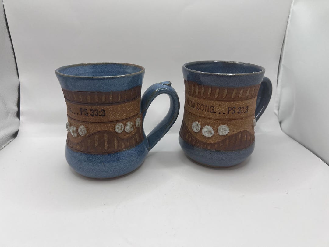 Pair of Artist Made Ceramic Mugs With Psalms 33:3 - Etsy