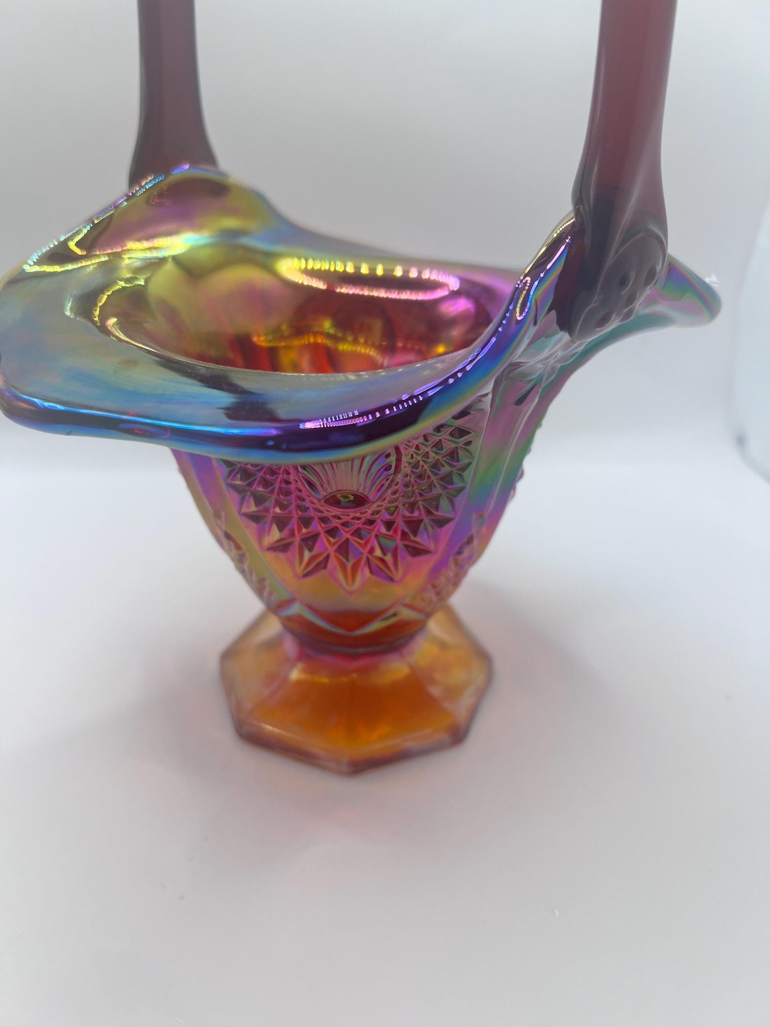 Indiana Sunset Carnival Glass Basket - Etsy