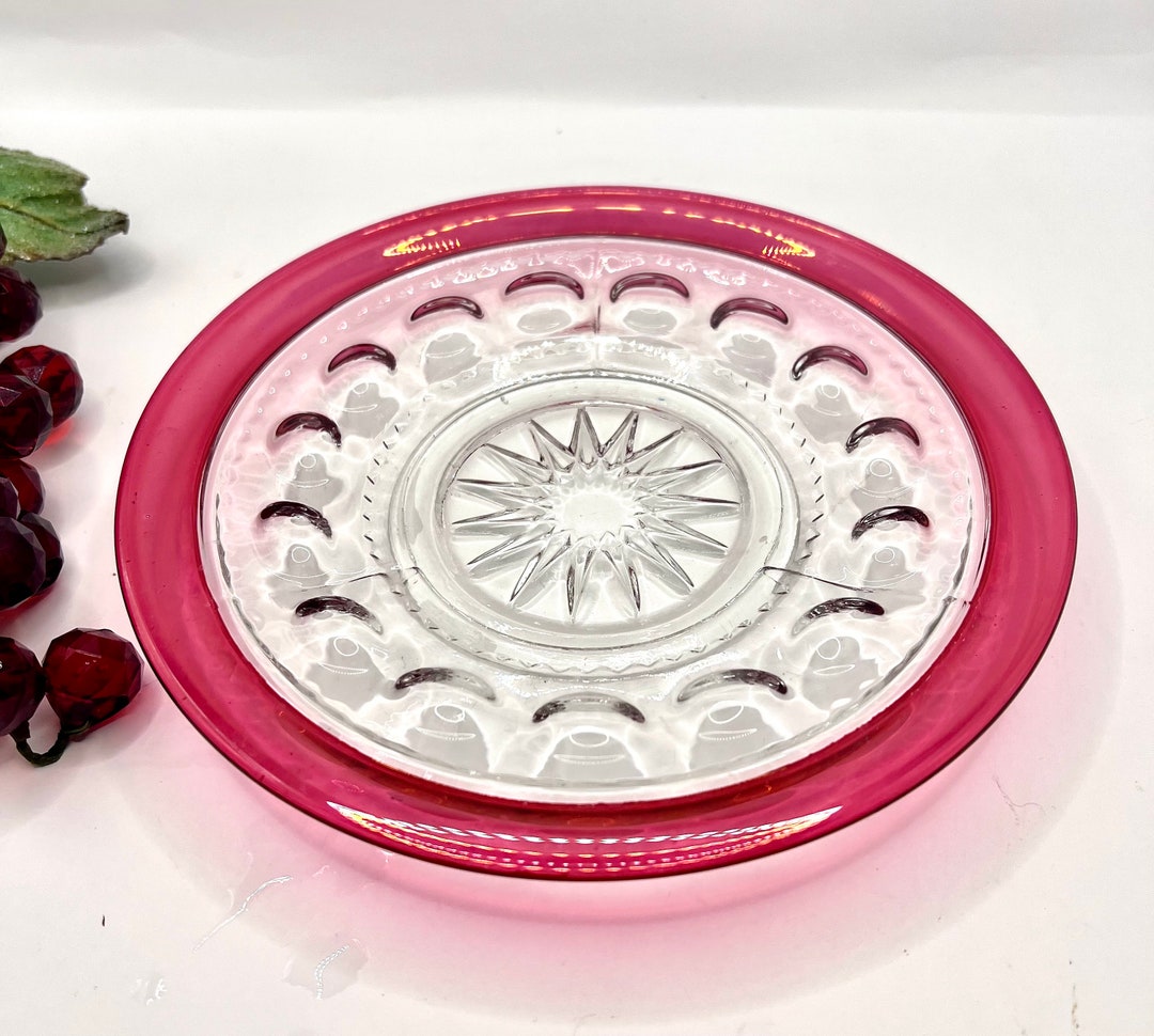 Tiffin Kings Crown Ruby Red Thumbprint Plate - Etsy