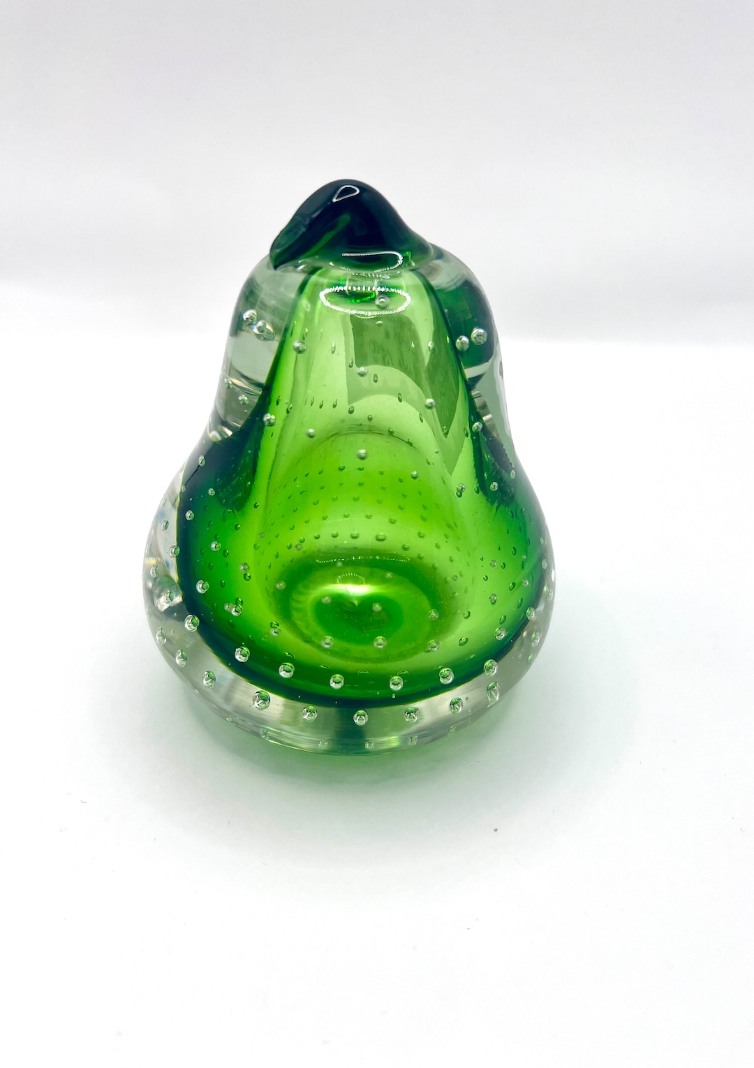 Lefton Green Glass Pear Paperweight - Etsy