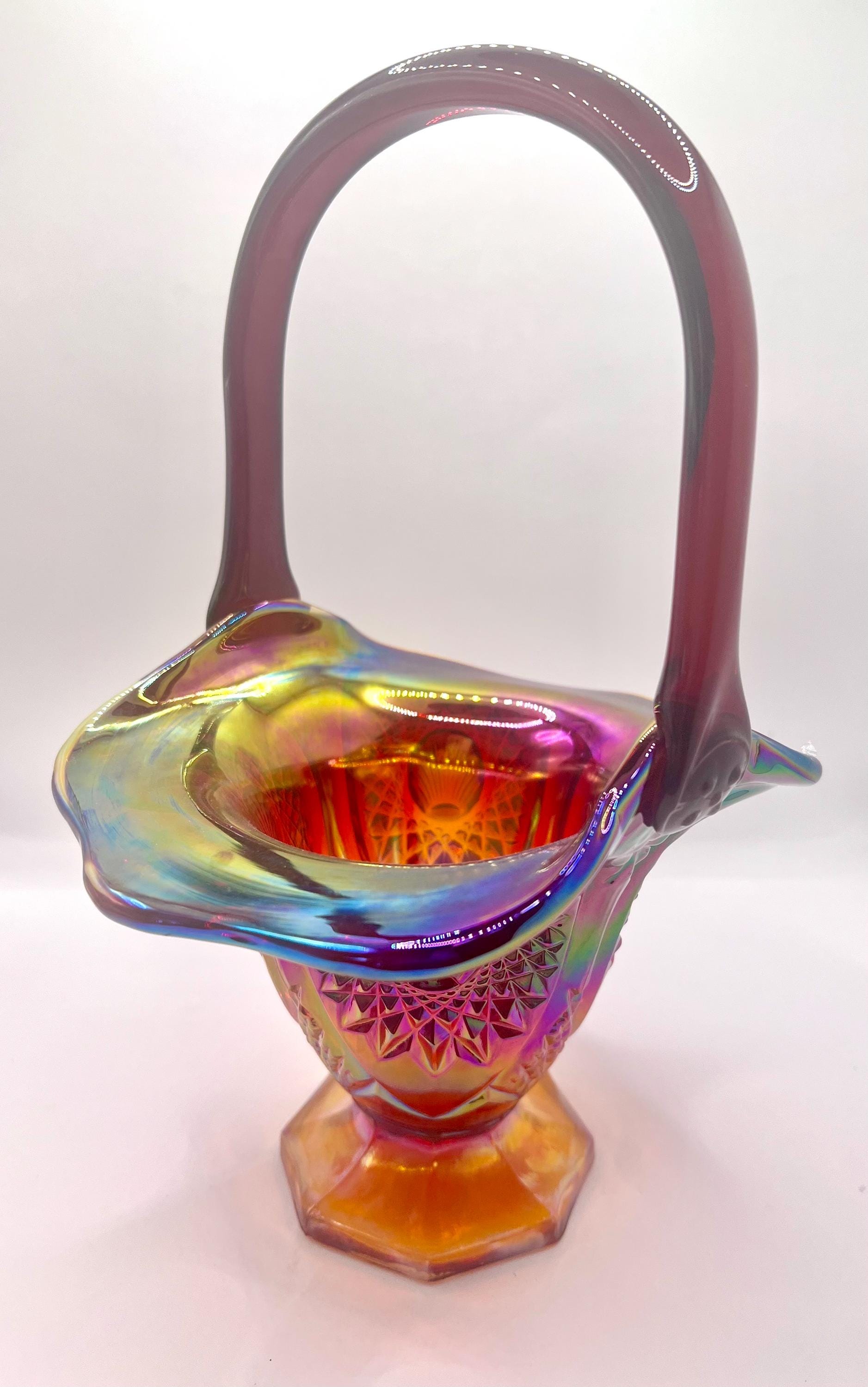 Indiana Sunset Carnival Glass Basket - Etsy