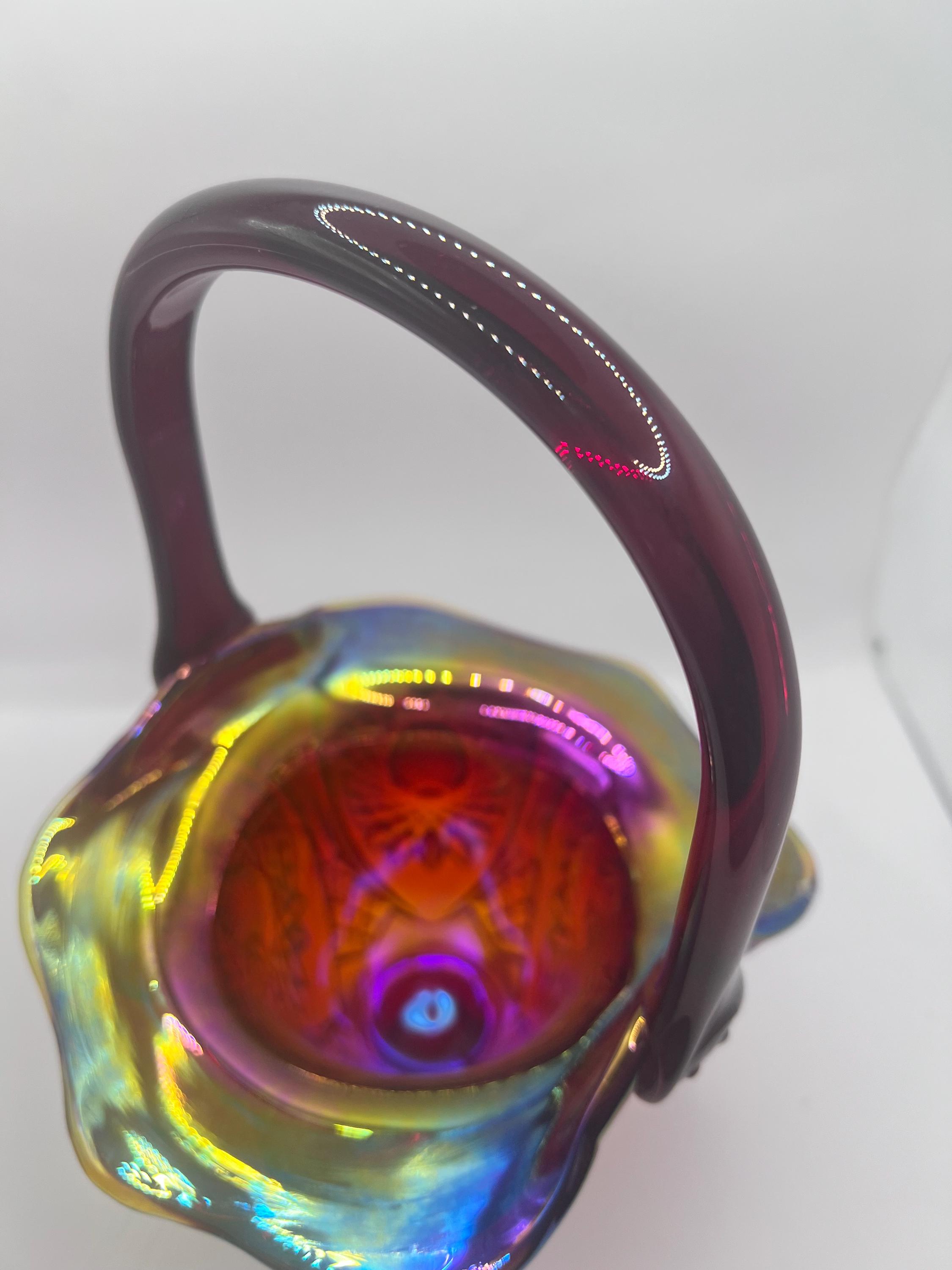 Indiana Sunset Carnival Glass Basket - Etsy