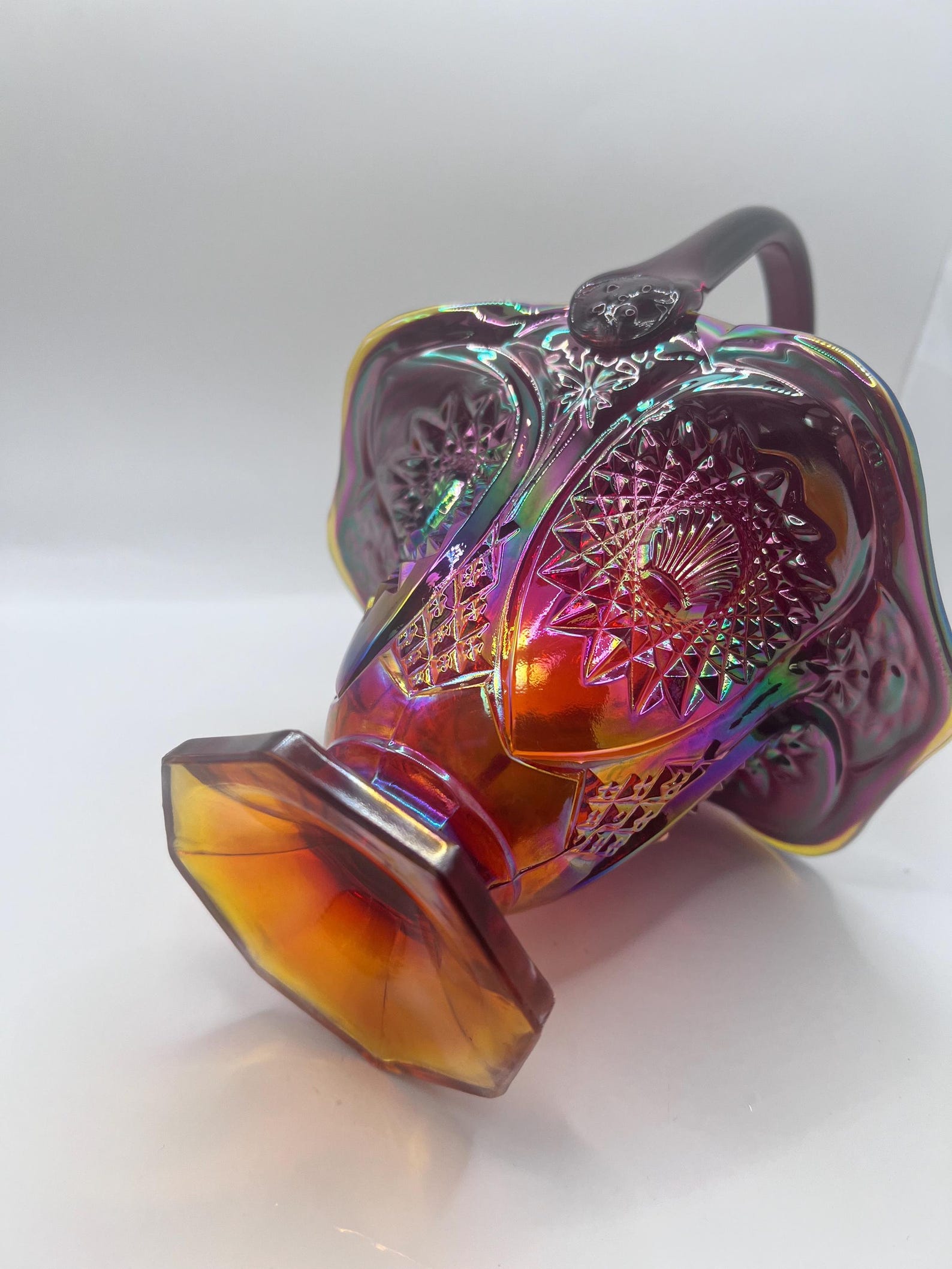Indiana Sunset Carnival Glass Basket - Etsy