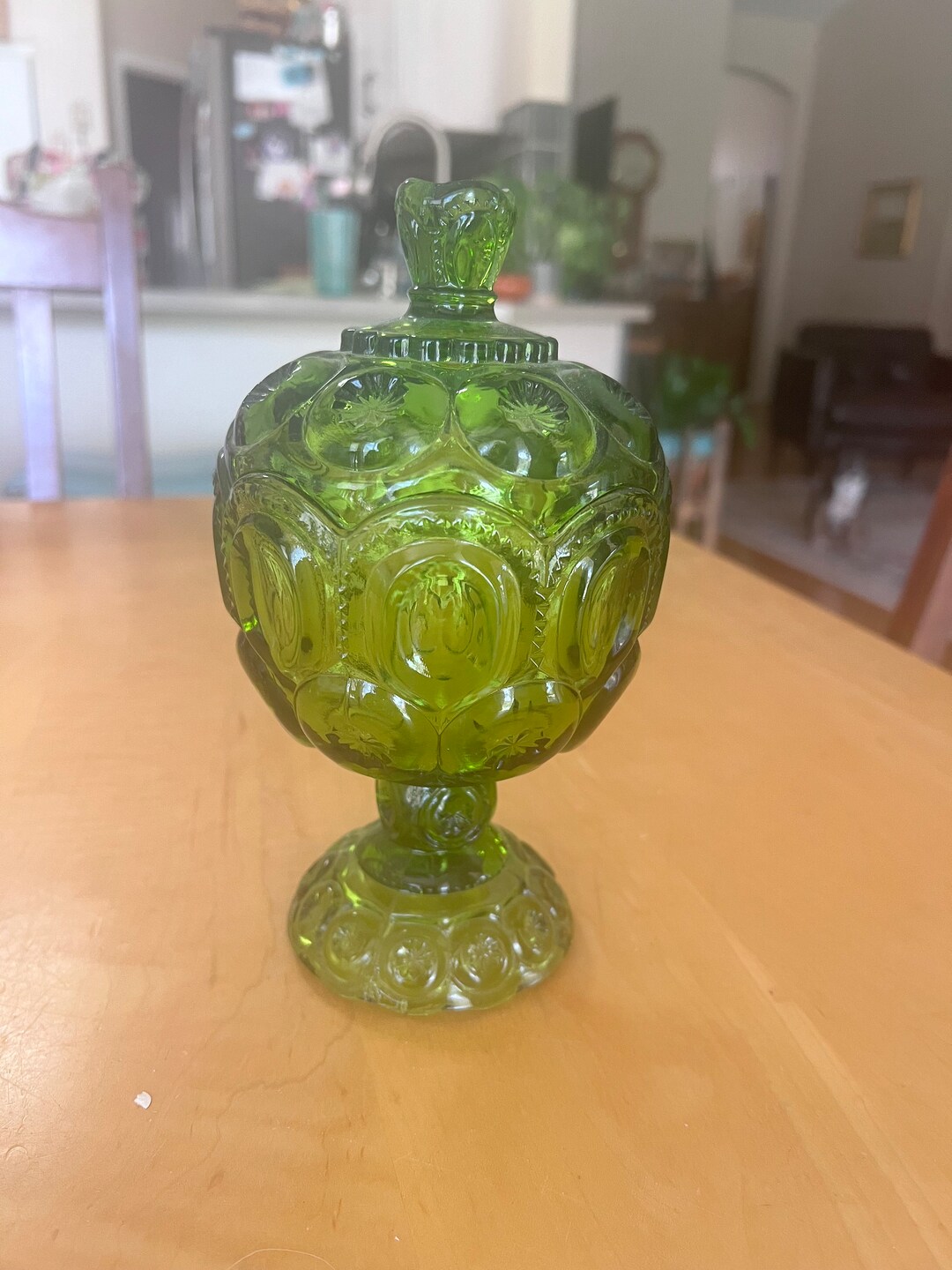 Fenton Green Moon and Stars Candy Dish - Etsy