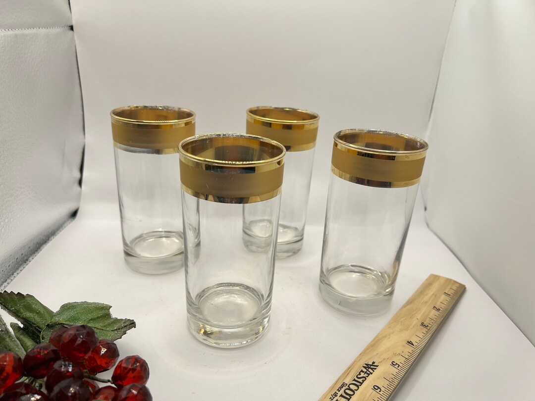 Vintage Gold Rimmed Bar Glasses Set of Four - Etsy