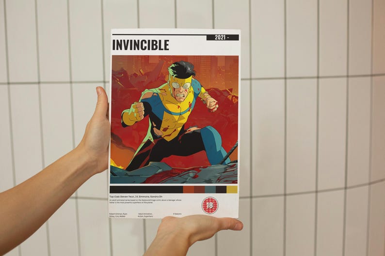 Invincible Poster Bold Superhero Animation Art, Iconic Amazon Series ...