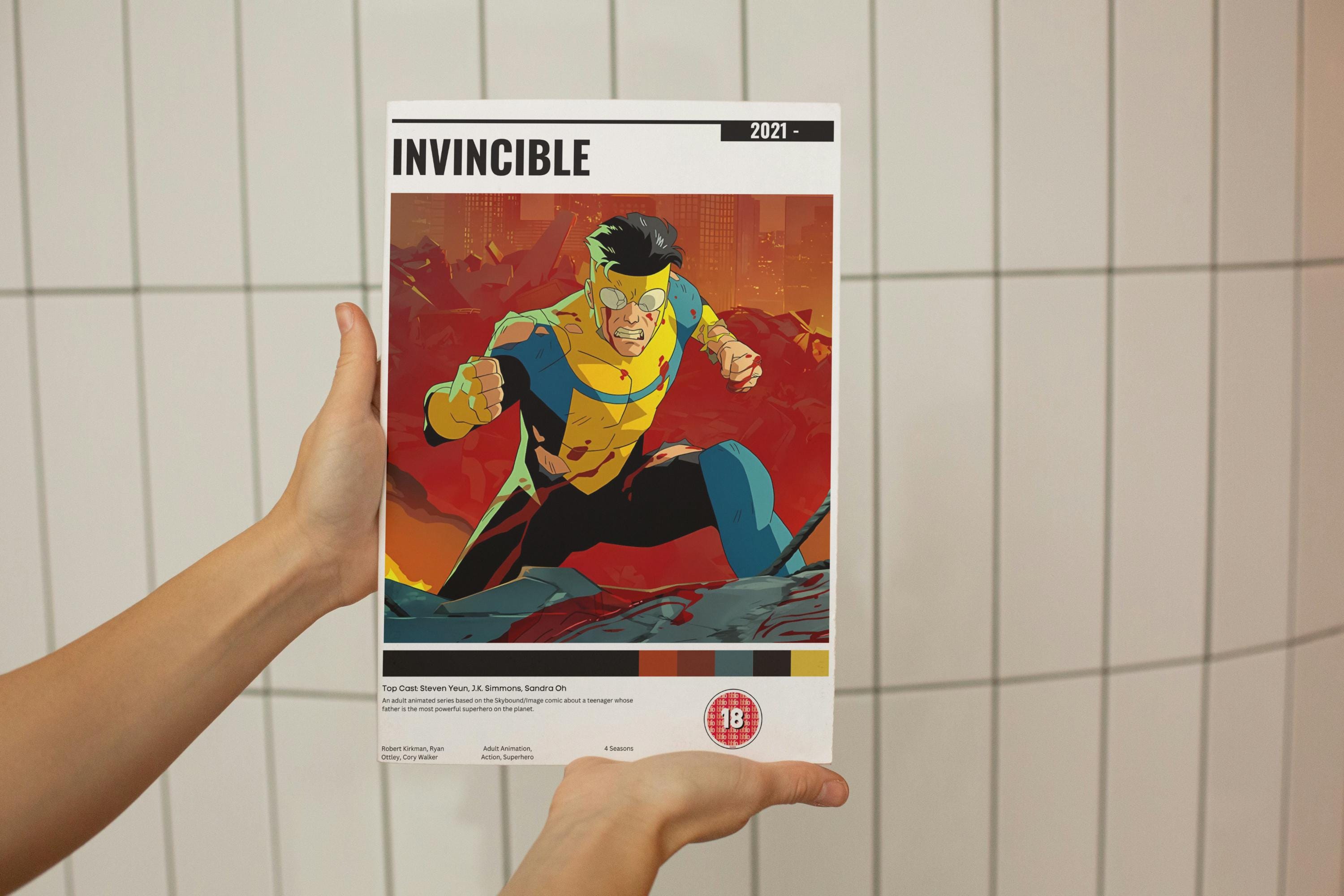 Invincible Poster Bold Superhero Animation Art, Iconic Amazon Series ...