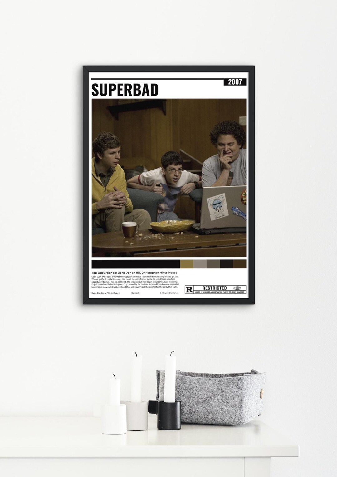 Superbad Movie Poster Comedy Film Art Print, Iconic Wall Decor, Framed ...
