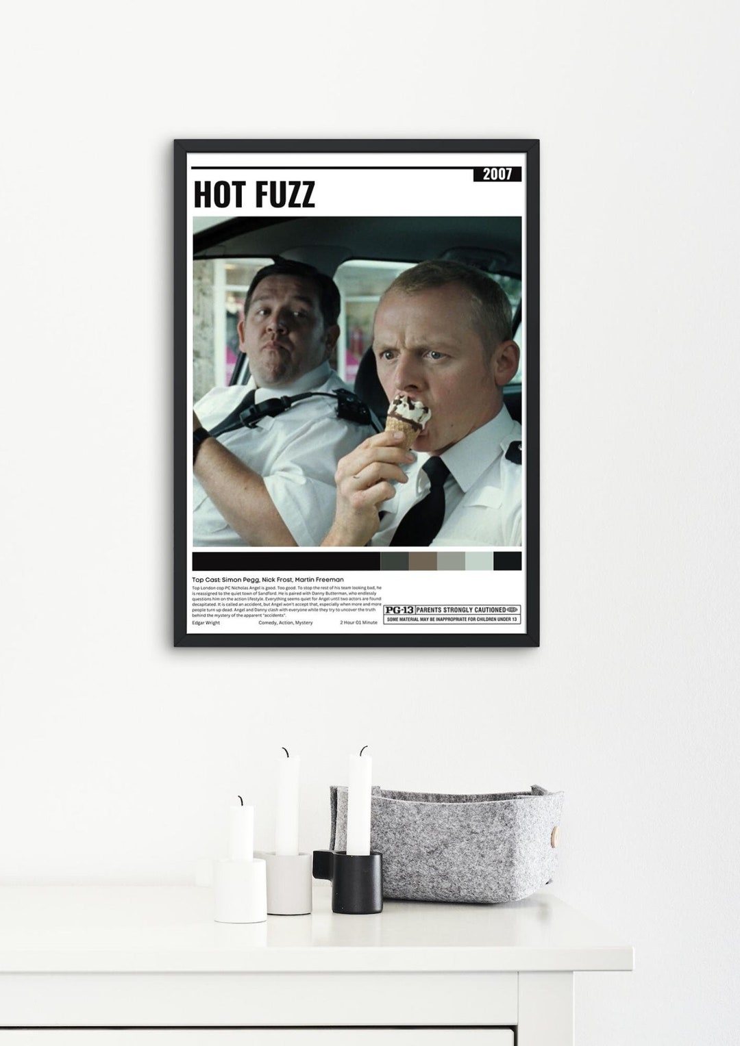 Hot Fuzz Movie Poster Edgar Wright Film Art Print, Cornetto Trilogy ...