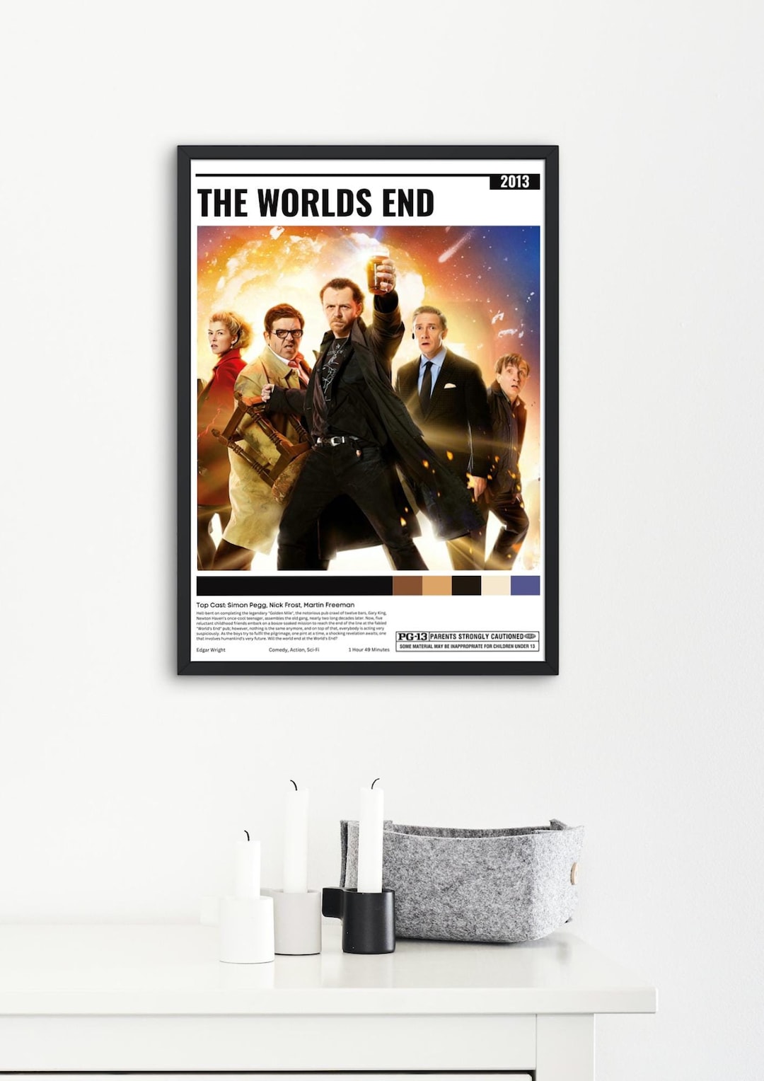 The Worlds End Movie Poster Edgar Wright Film Art Print, Simon Pegg ...