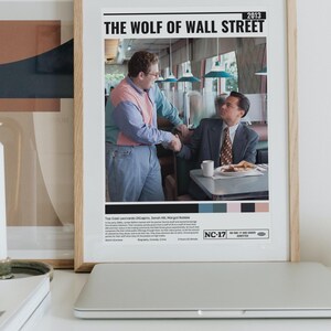 The Wolf of Wall Street Movie Poster Leonardo Dicaprio Scorsese Film Art Print, Iconic Comedy ...