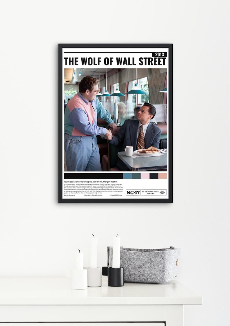 The Wolf of Wall Street Movie Poster Leonardo Dicaprio Scorsese Film Art Print, Iconic Comedy ...