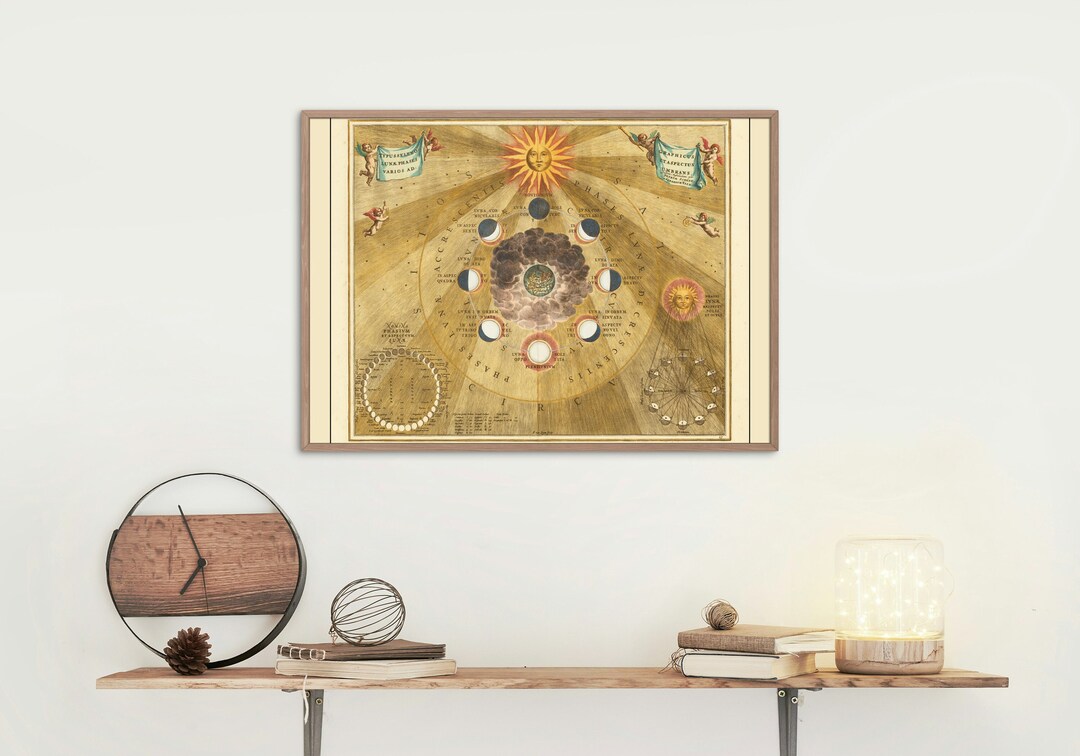 1660 Celestial Chart Showing the Selenographic Phases of the Moon ...