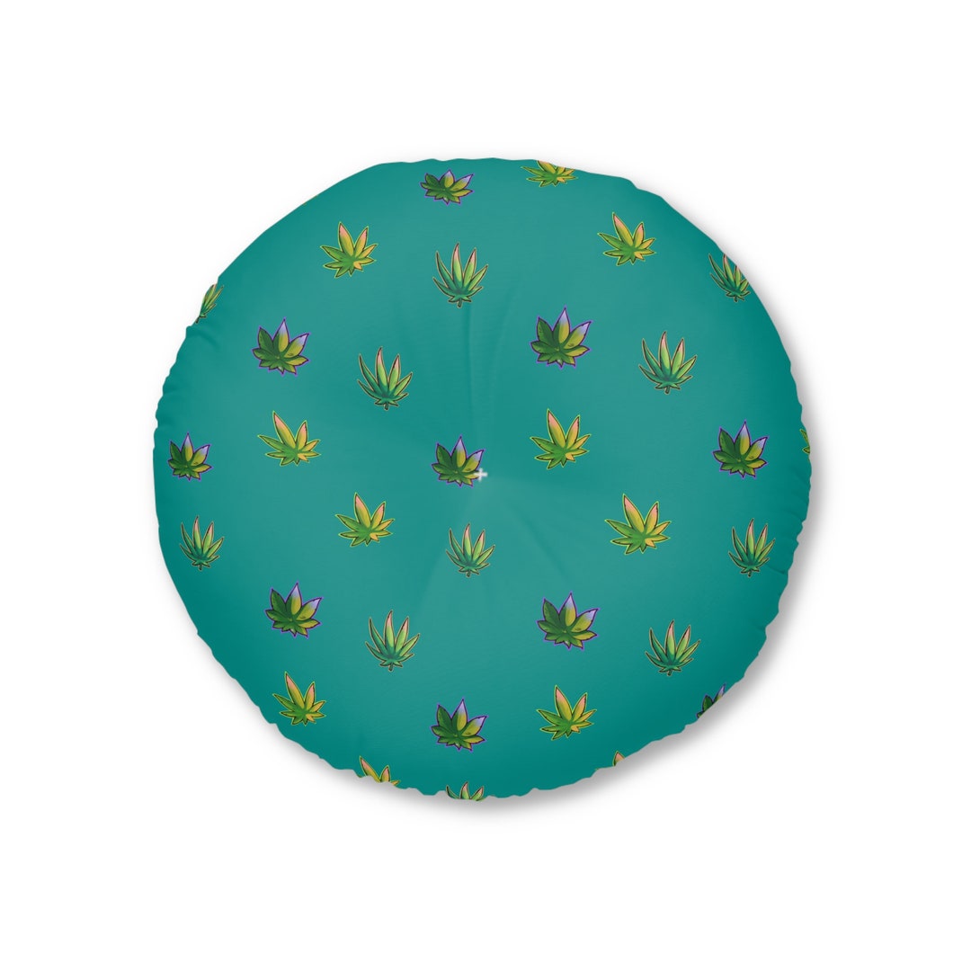 Artistic Comfort: Graffiti Ganja 90s Style Round Tufted Floor Pillow ...
