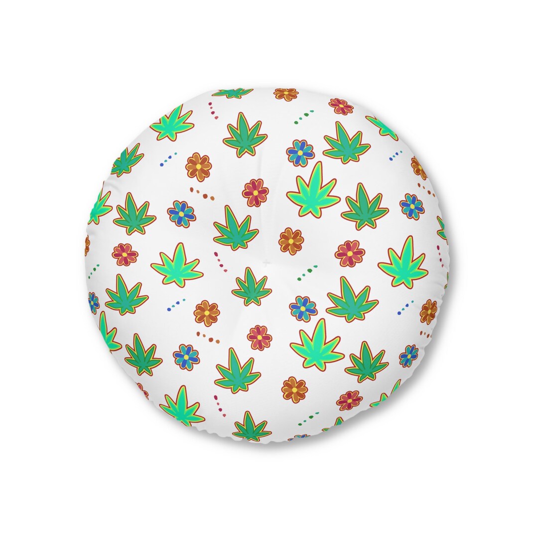 Flor De Cannabis Round Tufted Floor Pillow Stylish Comfort for ...