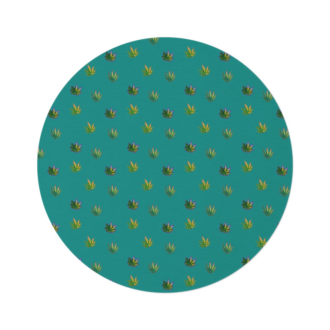 Nostalgic Revival: Graffiti Ganja 90s Style Round Rug Vibrant Cannabis ...