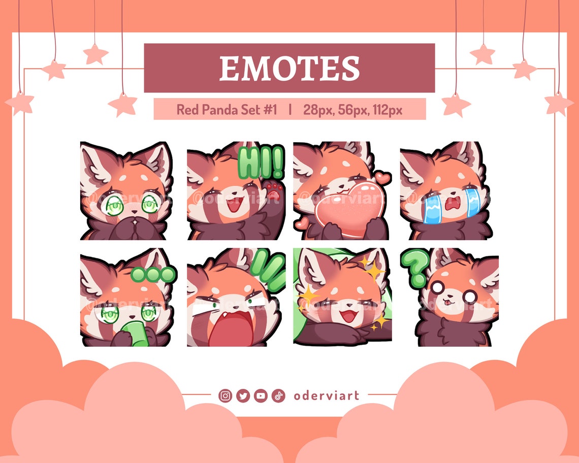 Cute Red Panda Emotes | Twitch/discord | Kawaii - Panda - Etsy